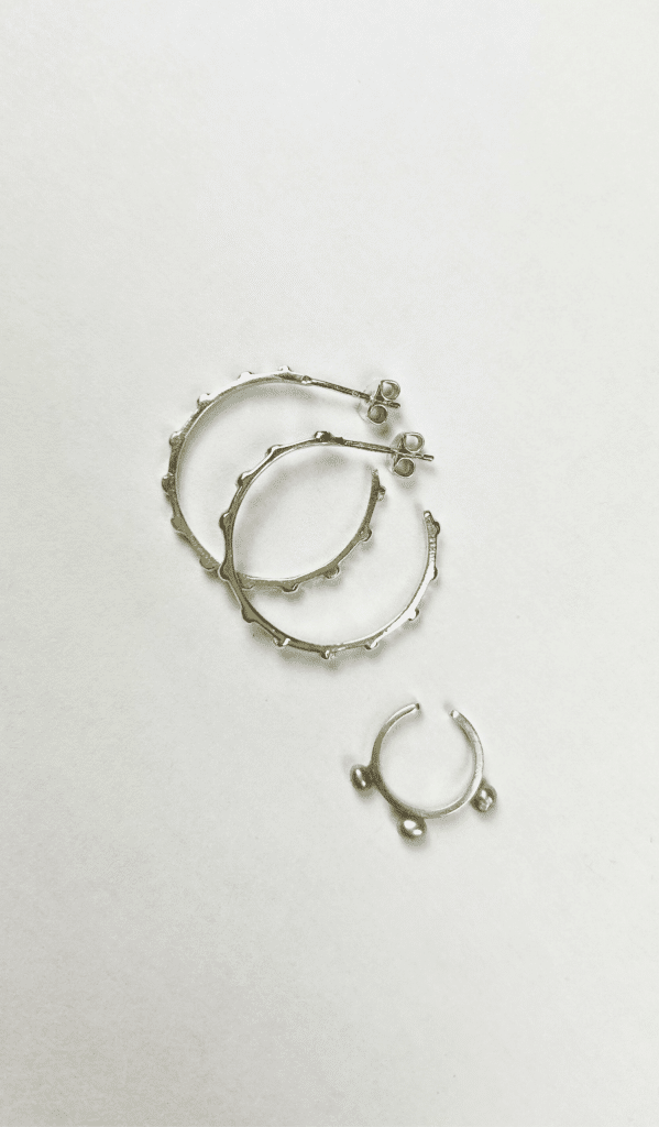 Rent Silver Royal Hoops & Crown Cuff - Set of 3 on Dressr